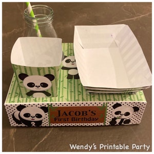 PDF Template Cute Panda Party Food Lunch Box W/ Hotdog Tray & Popcorn ...