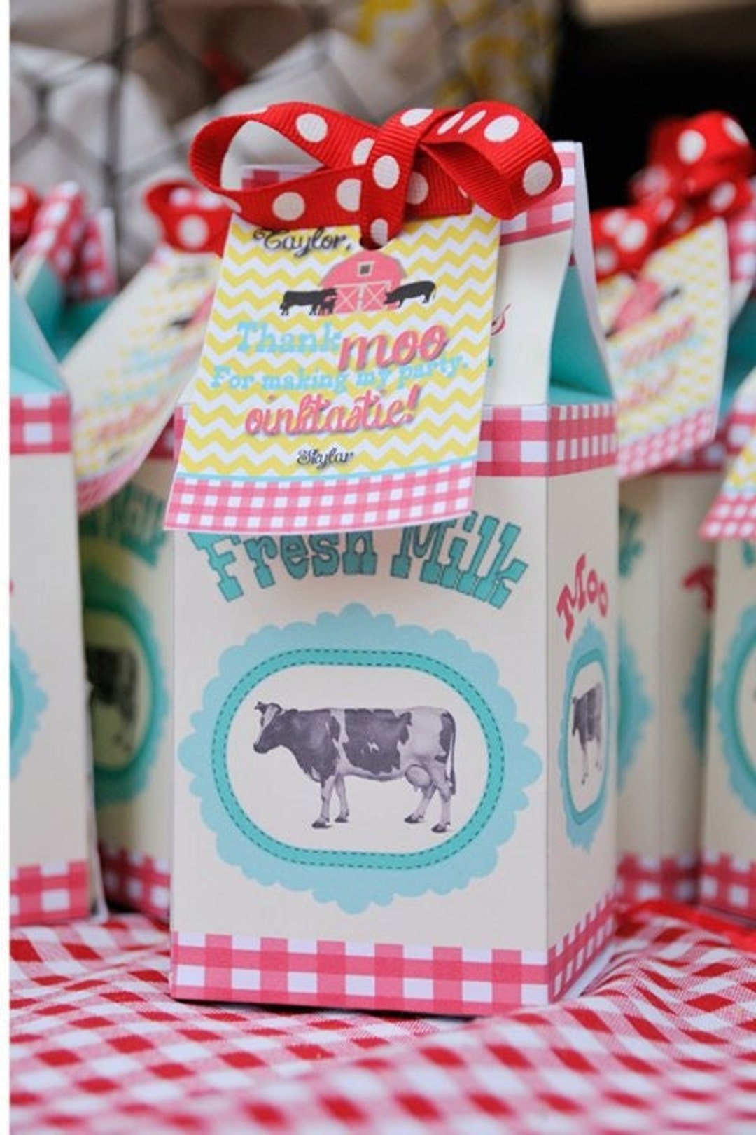 Red & Blue Farm Barnyard Theme Milk Carton Favor / Treat Box ...