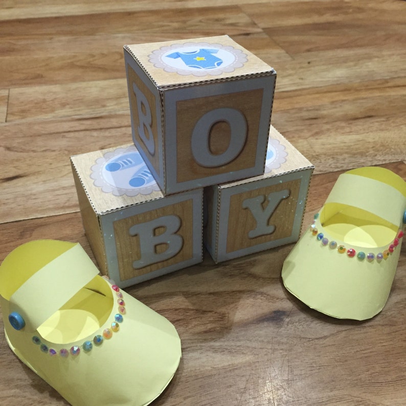 INSTANT DOWNLOAD Pdf Template Baby Boy Blocks Party Favors / | Etsy