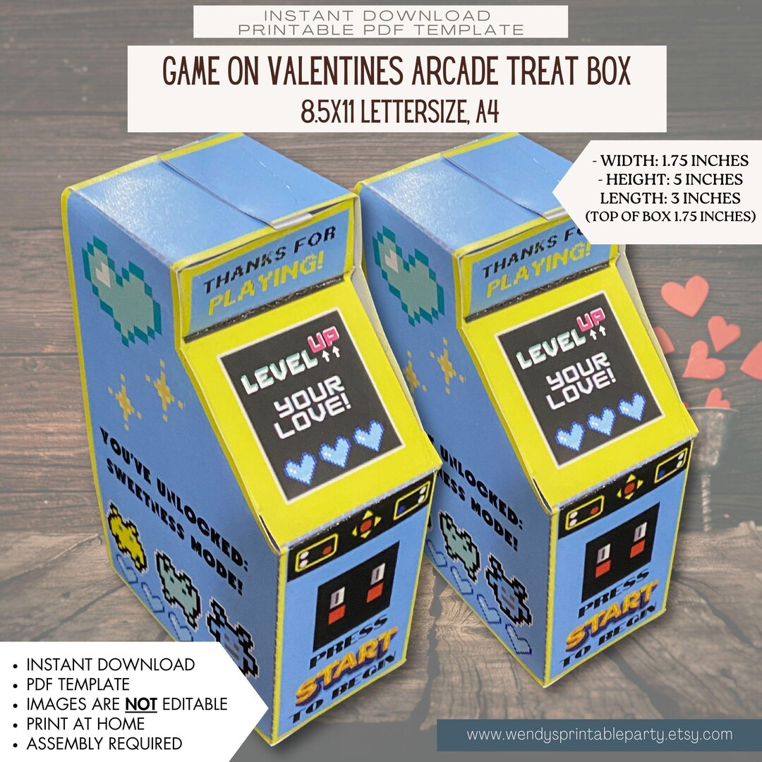 Instant Download Game on Valentine Retro Arcade Machine Candy Box (PDF ...