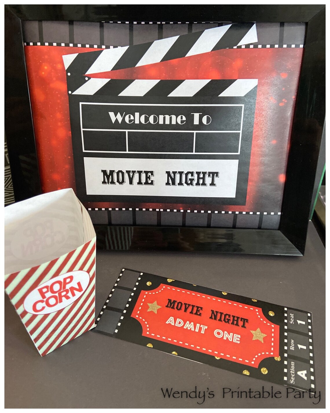 Instant Download - PDF Template Red, Black & Gold Themed Movie Night ...