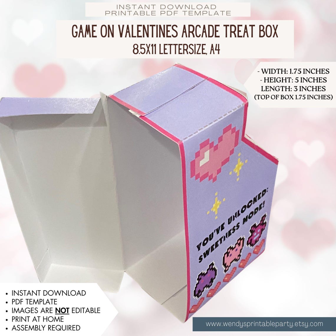 Instant Download Game on Valentine Retro Arcade Machine Candy Box (PDF ...