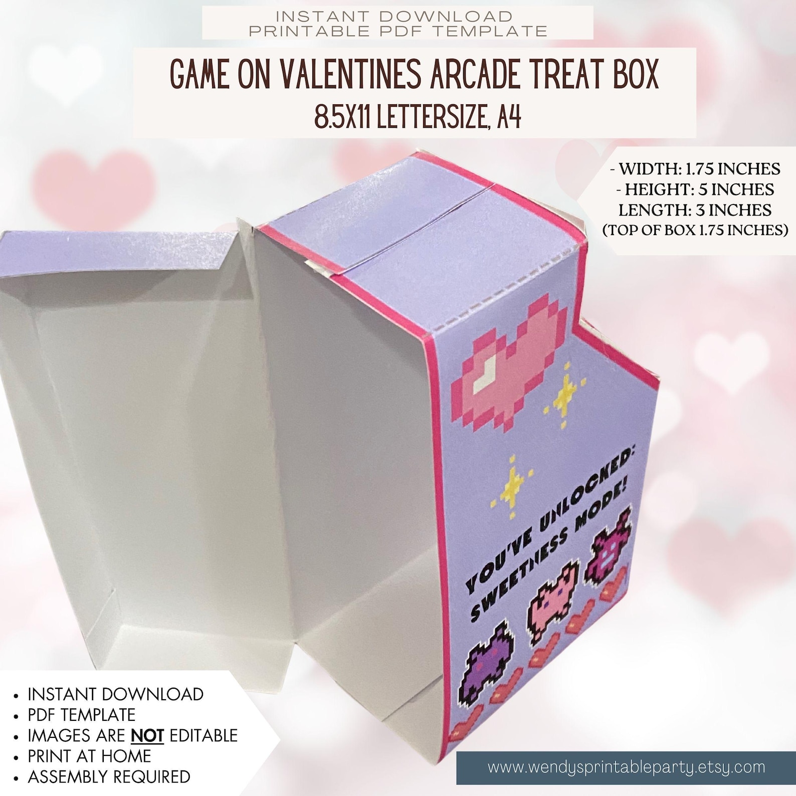 Instant Download Game on Valentine Retro Arcade Machine Candy Box (PDF ...