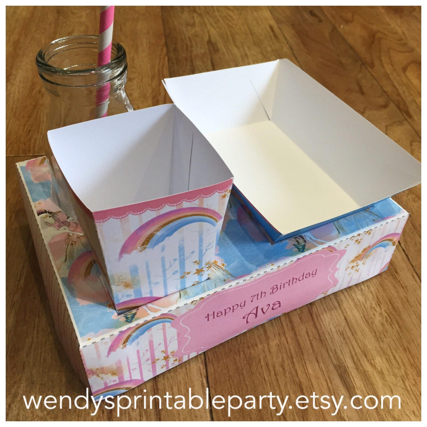 PDF template Unicorn Themed Party Food Lunch Box with Hotdog | Etsy