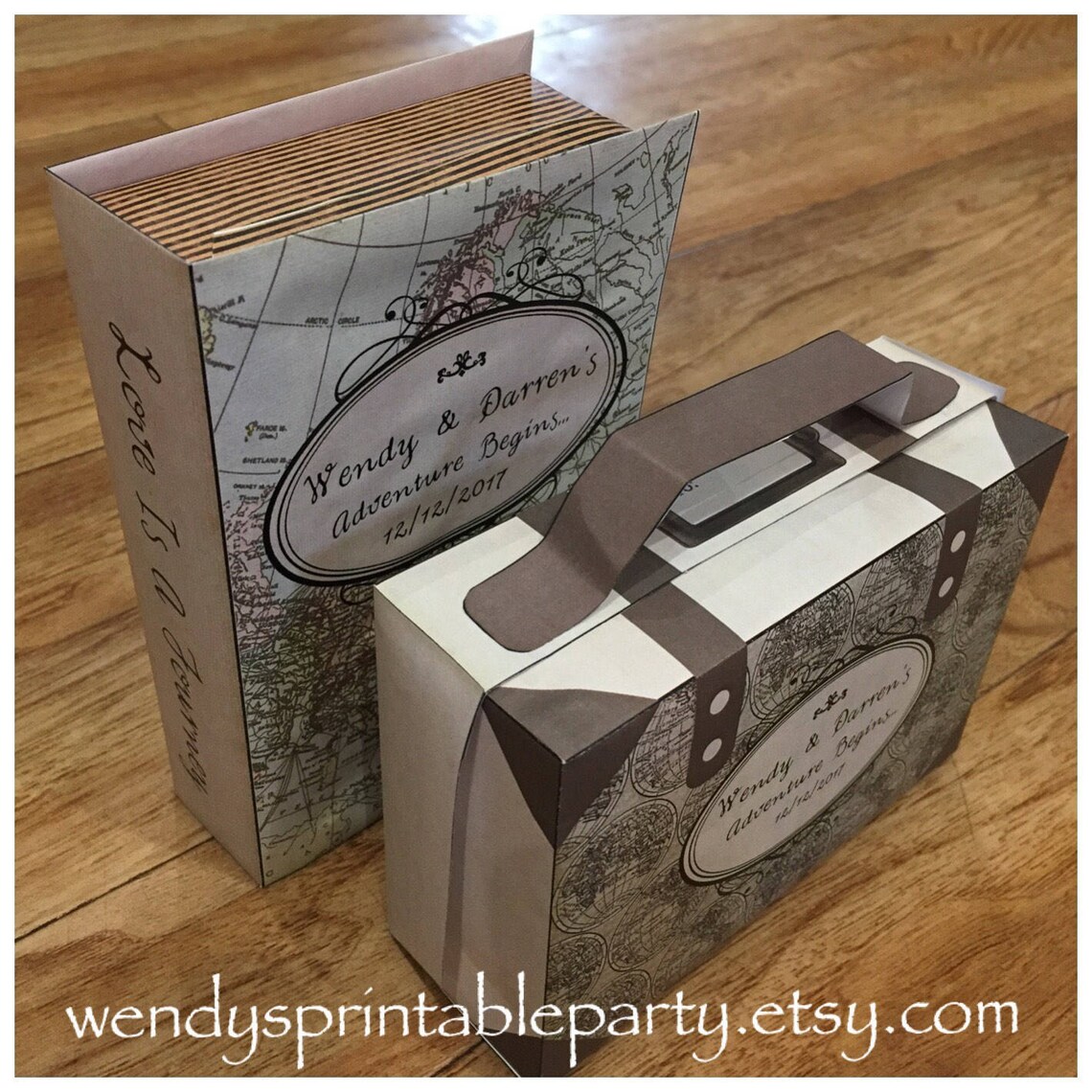 PDF Template Personalised Vintage Maps / Travel Themed Suitcase Treat ...