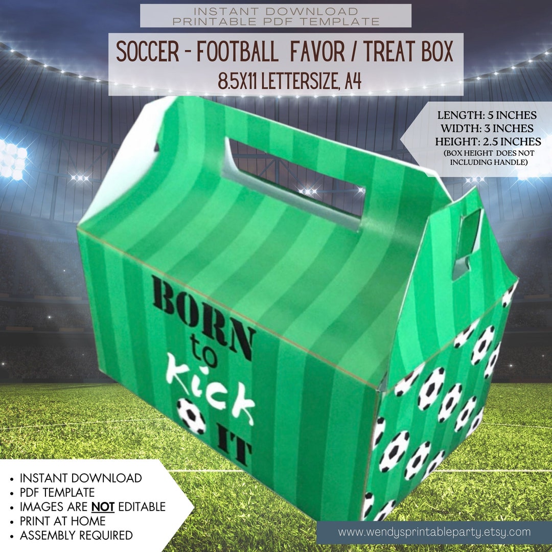 Instant Download - PDF Template Soccer / Football Themed Favor Box ...