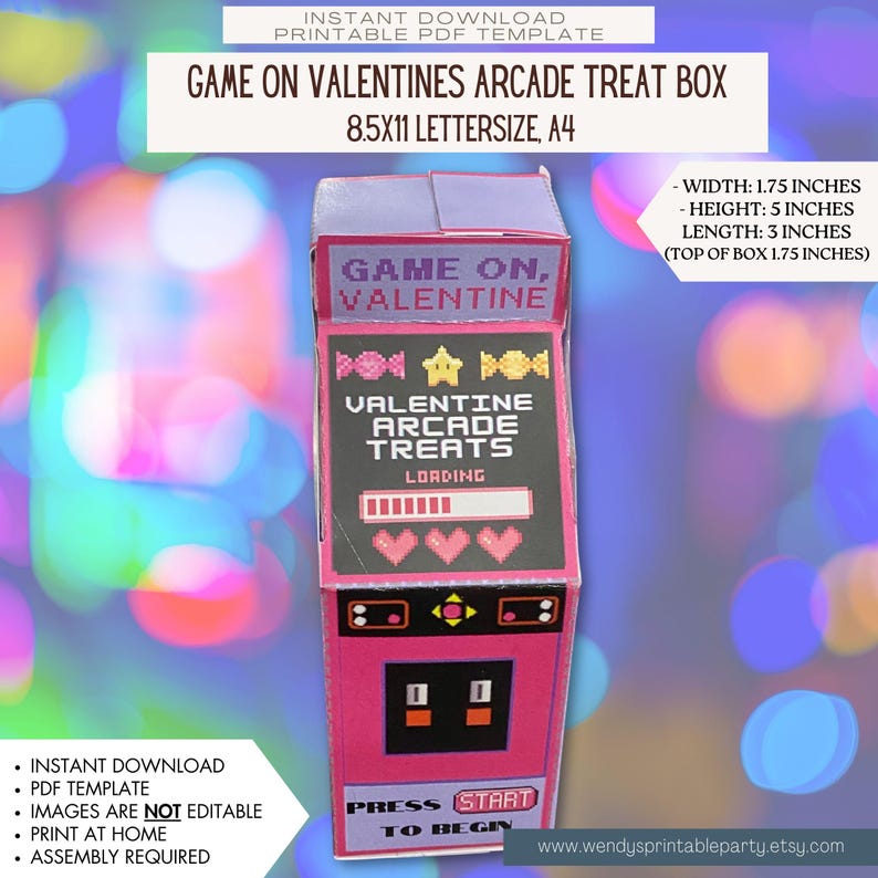 Instant Download Game on Valentine Retro Arcade Machine Candy Box (PDF ...