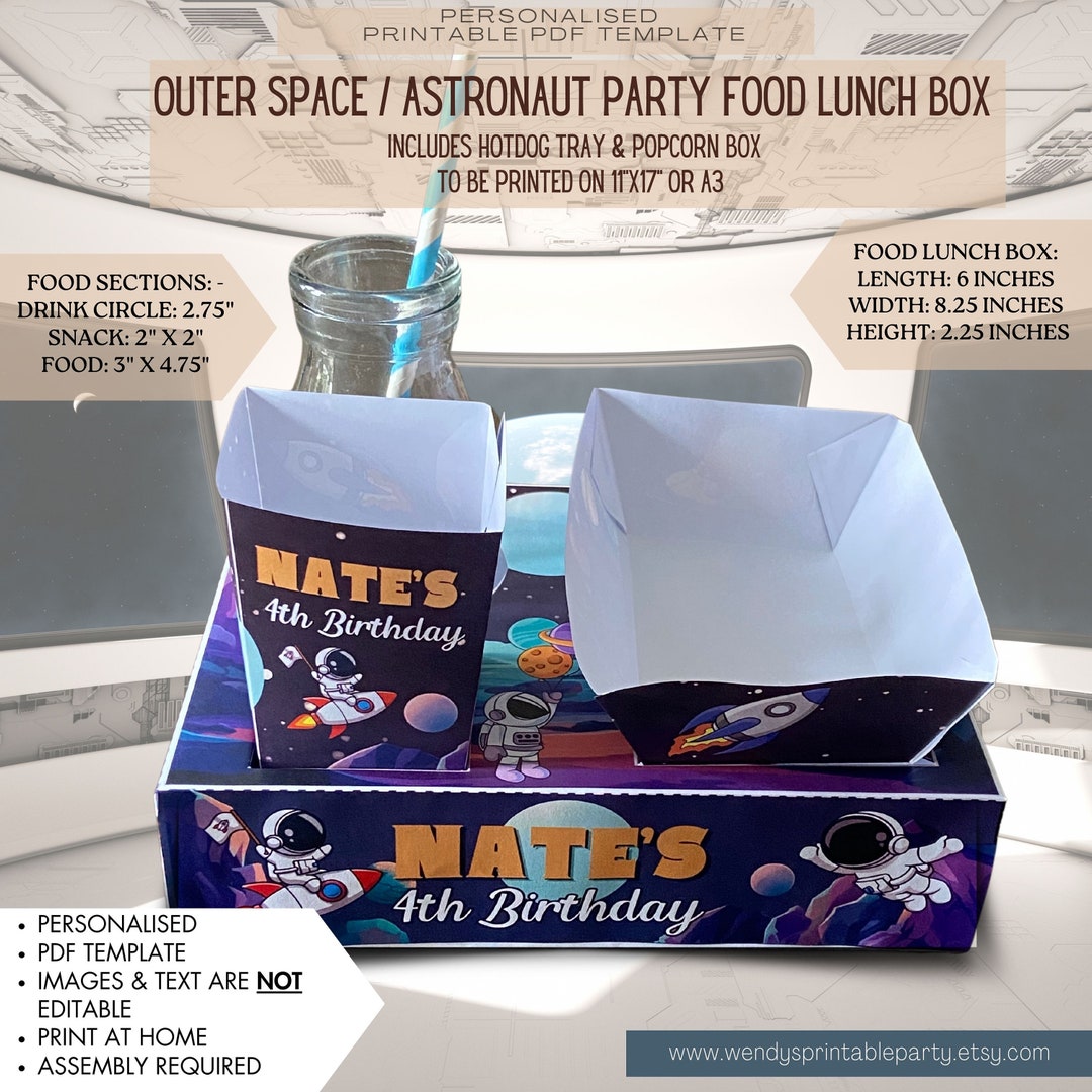 PDF Template Outer Space / Astronaut Party Food Lunch Box W/ Hotdog ...
