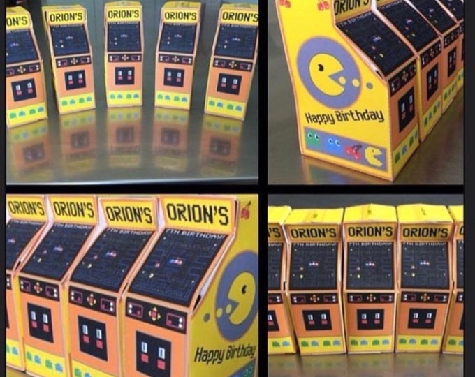 PDF Template Retro Inspired Arcade Machine Party Favor Box Personalized ...