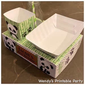 PDF Template Cute Panda Party Food Lunch Box W/ Hotdog Tray & Popcorn ...