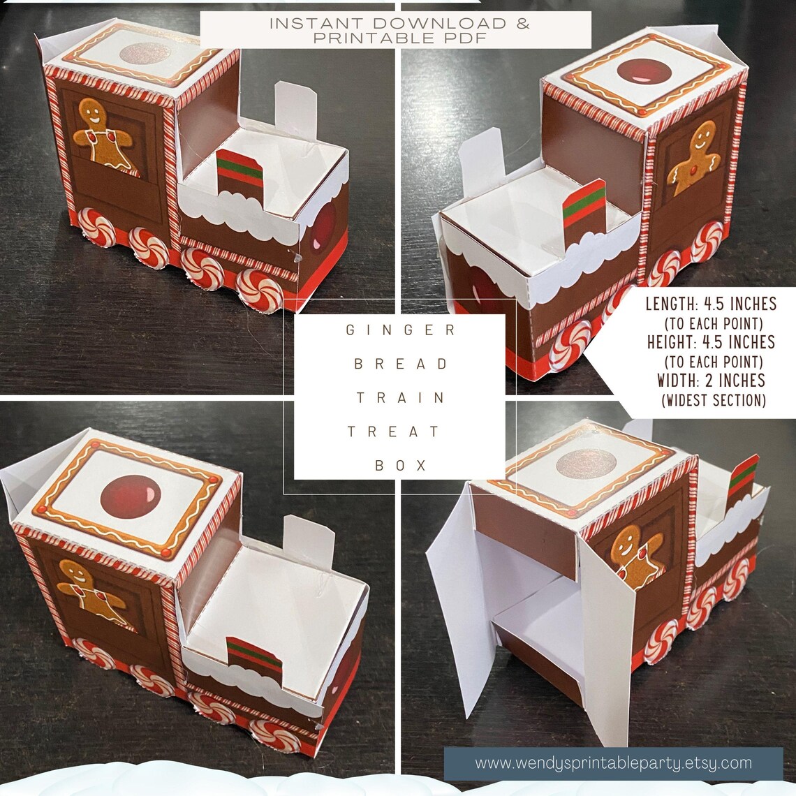 INSTANT DOWNLOAD Christmas Gingerbread Express / Train Treat Box ...