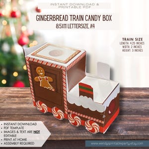 INSTANT DOWNLOAD Christmas Gingerbread Express / Train Treat Box ...