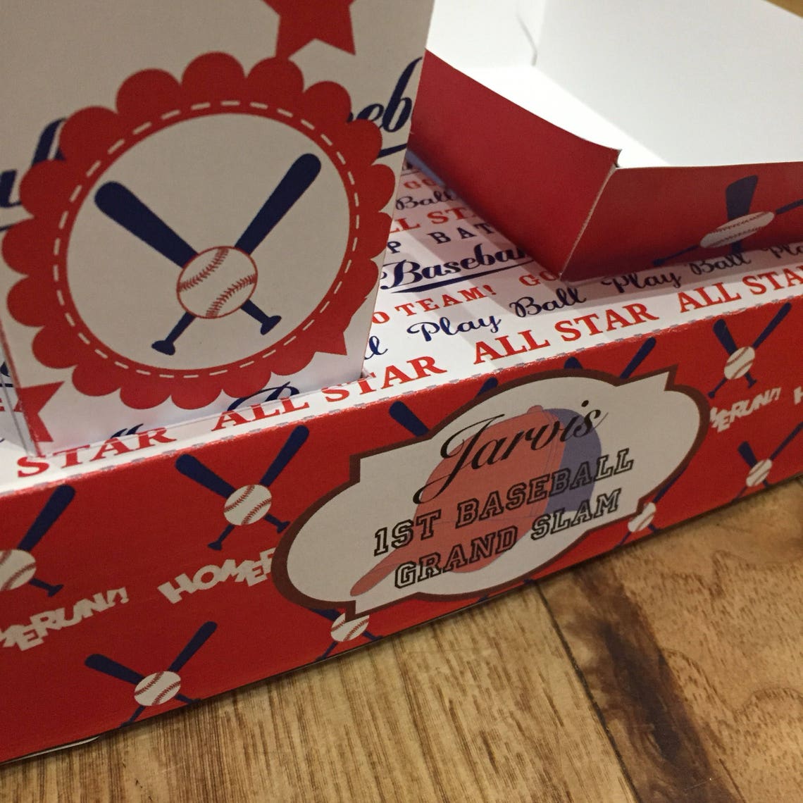 PDF Template Baseball Themed Party Food Lunch Box With Hotdog - Etsy