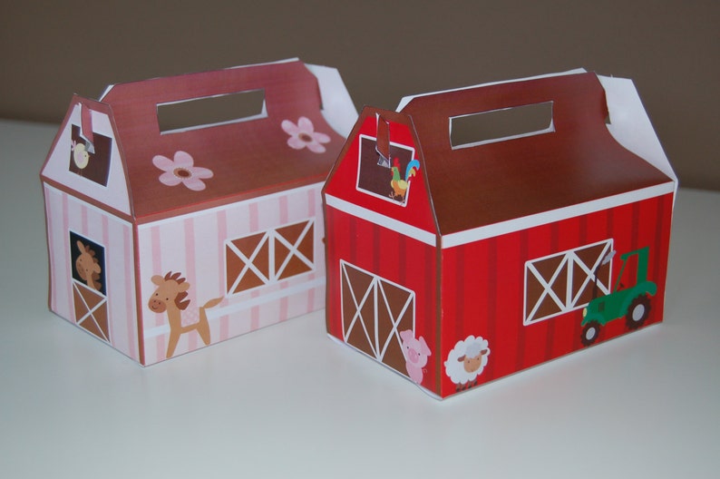 PDF Template Barn Shaped Favor Box / Farm Animal Treat Box (printable ...