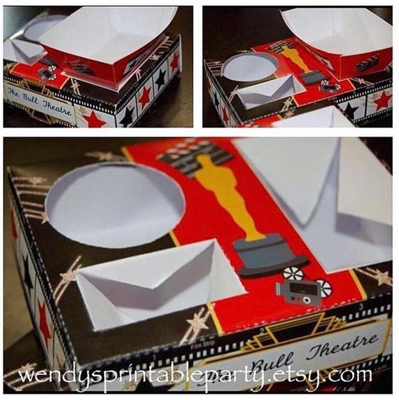 INSTANT DOWNLOAD - PDF template Movie Theme Party Food Lunch Box w ...