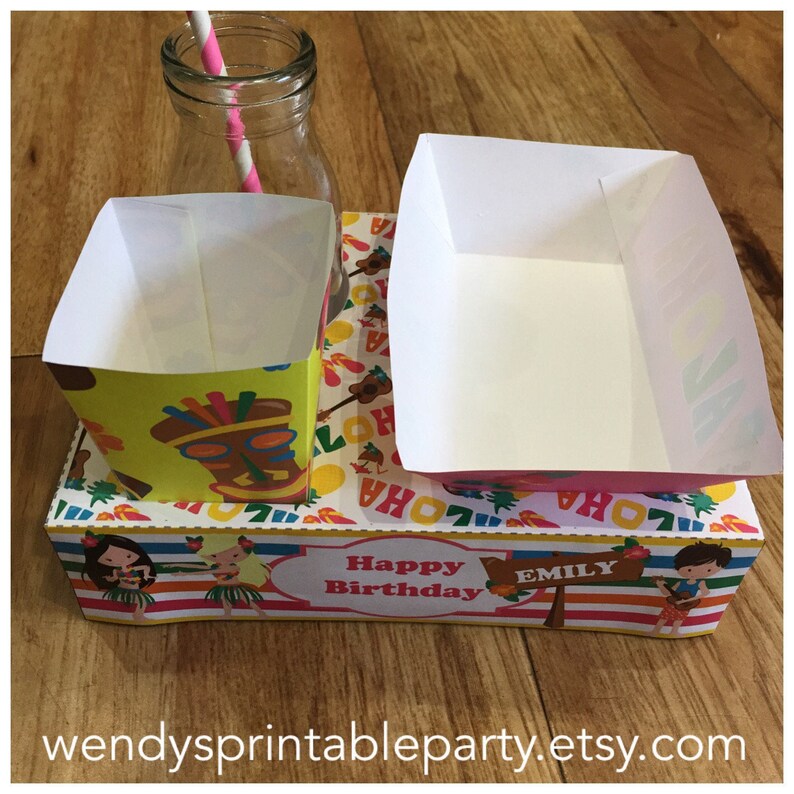 PDF Template Luau/hawaiian Themed Party Food Lunch Box With - Etsy