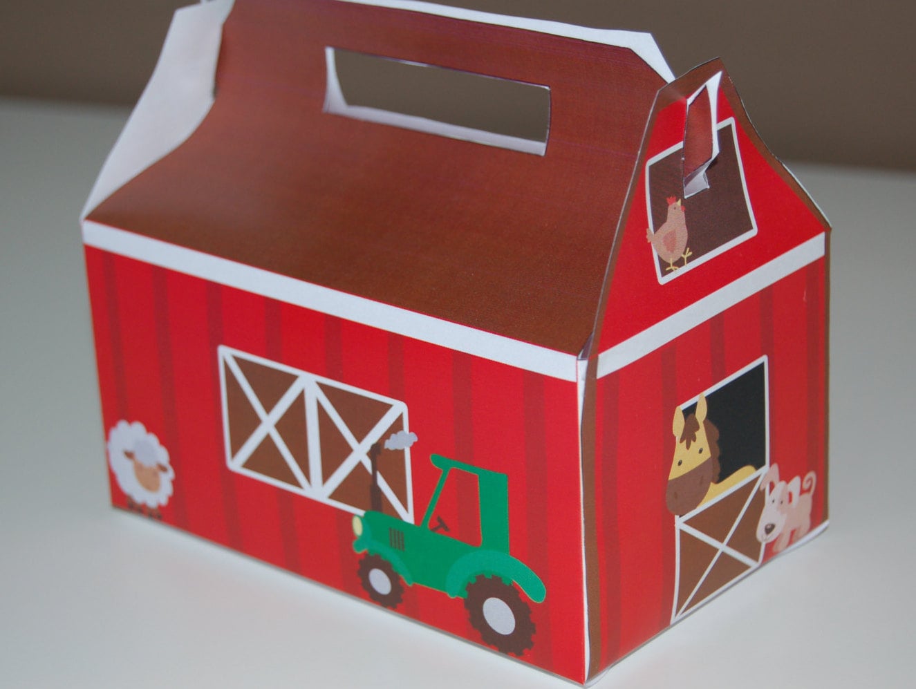 Instant Download - PDF Template Red Barn Themed Favor Box / Farm Animal ...