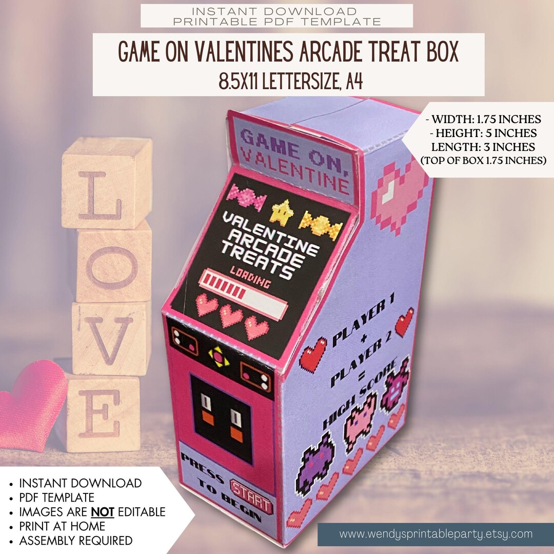 Instant Download Game on Valentine Retro Arcade Machine Candy Box (PDF ...