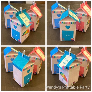 Instant Download PDF Template Set of 3 Beach Hut Party / Treat Box (diy ...