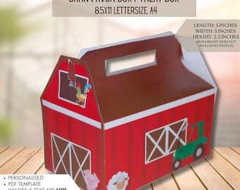 PDF Template Barn Shaped Favor Box / Farm Animal Treat Box (printable ...