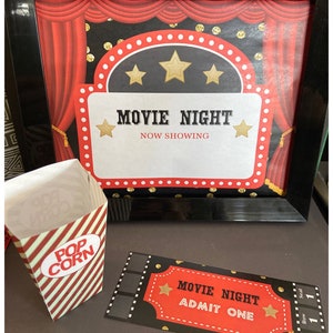 Instant Download - PDF Template Red, Black & Gold Themed Movie Night ...