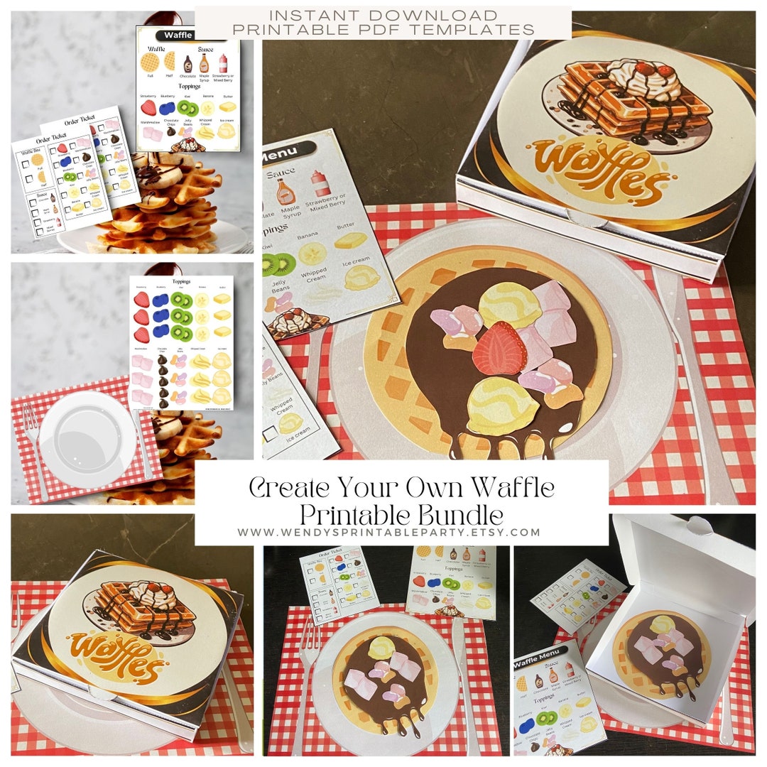 INSTANT DOWNLOAD Create Your Own Waffle Set W/ Box, Menu - Dessert Shop ...