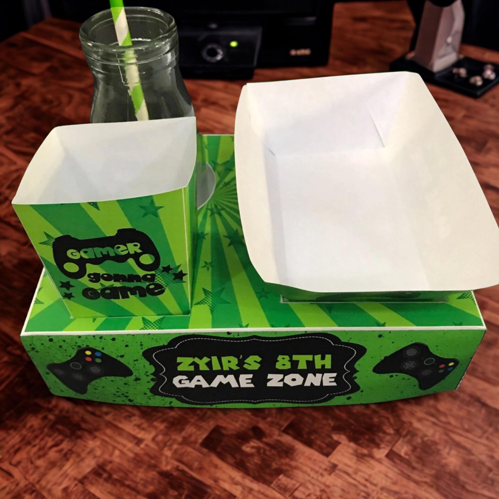 PDF Template Gamer Themed Party Food Lunch Box With Hotdog Tray ...