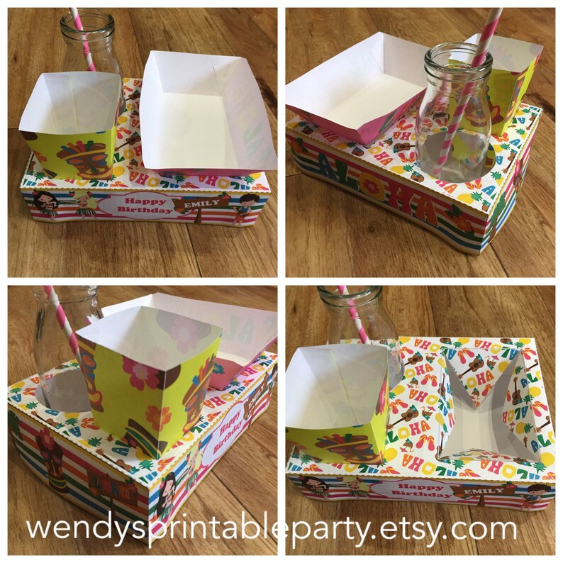 PDF template Luau/Hawaiian Themed Party Food Lunch Box with | Etsy