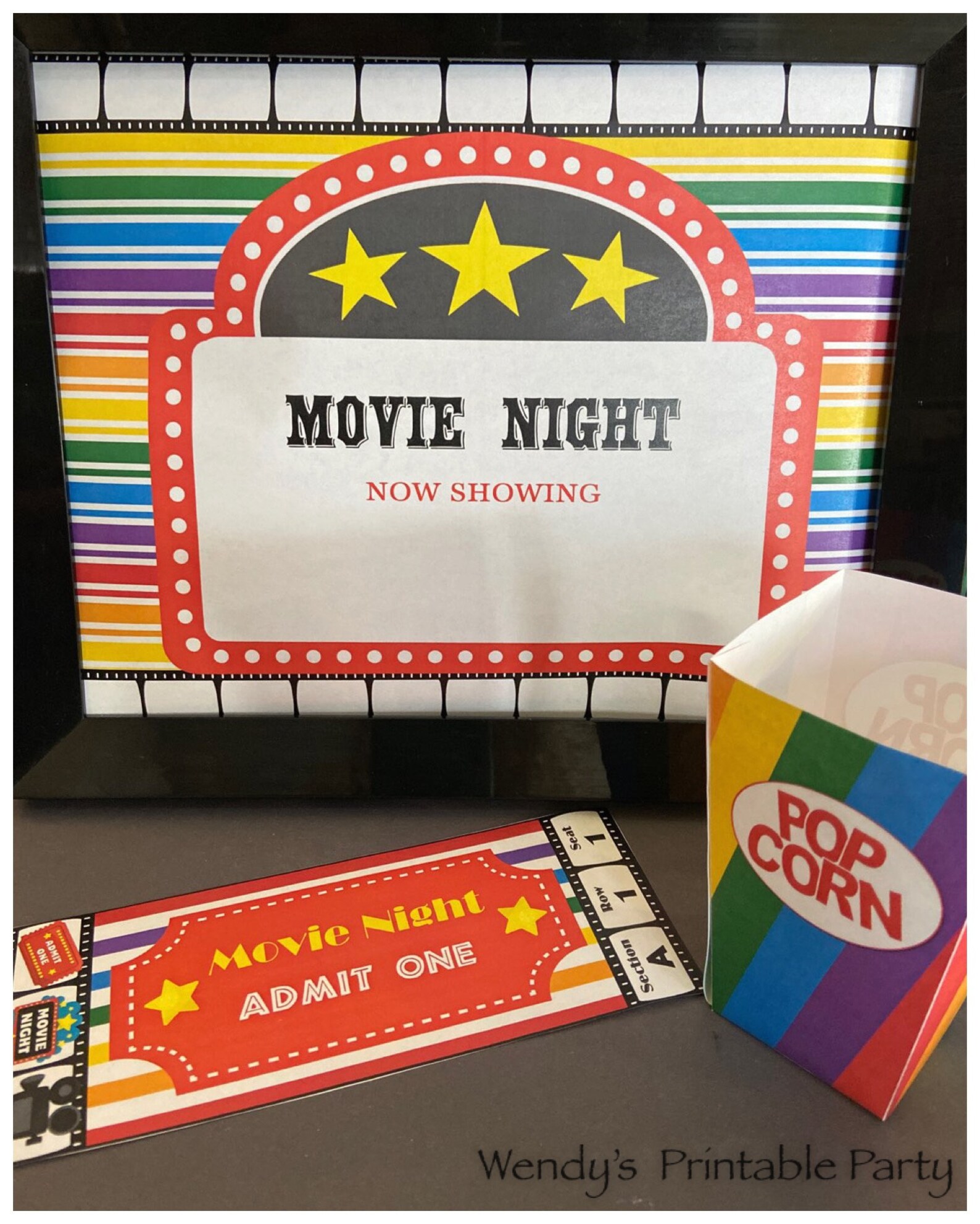 Instant Download PDF template Kids Rainbow Themed Movie | Etsy