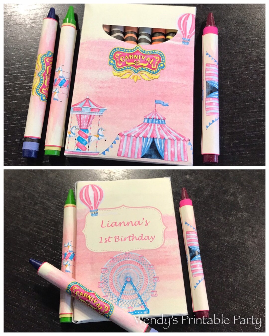 PDF Template Personalized Pink Carnival / Funfair Theme Crayon Box ...