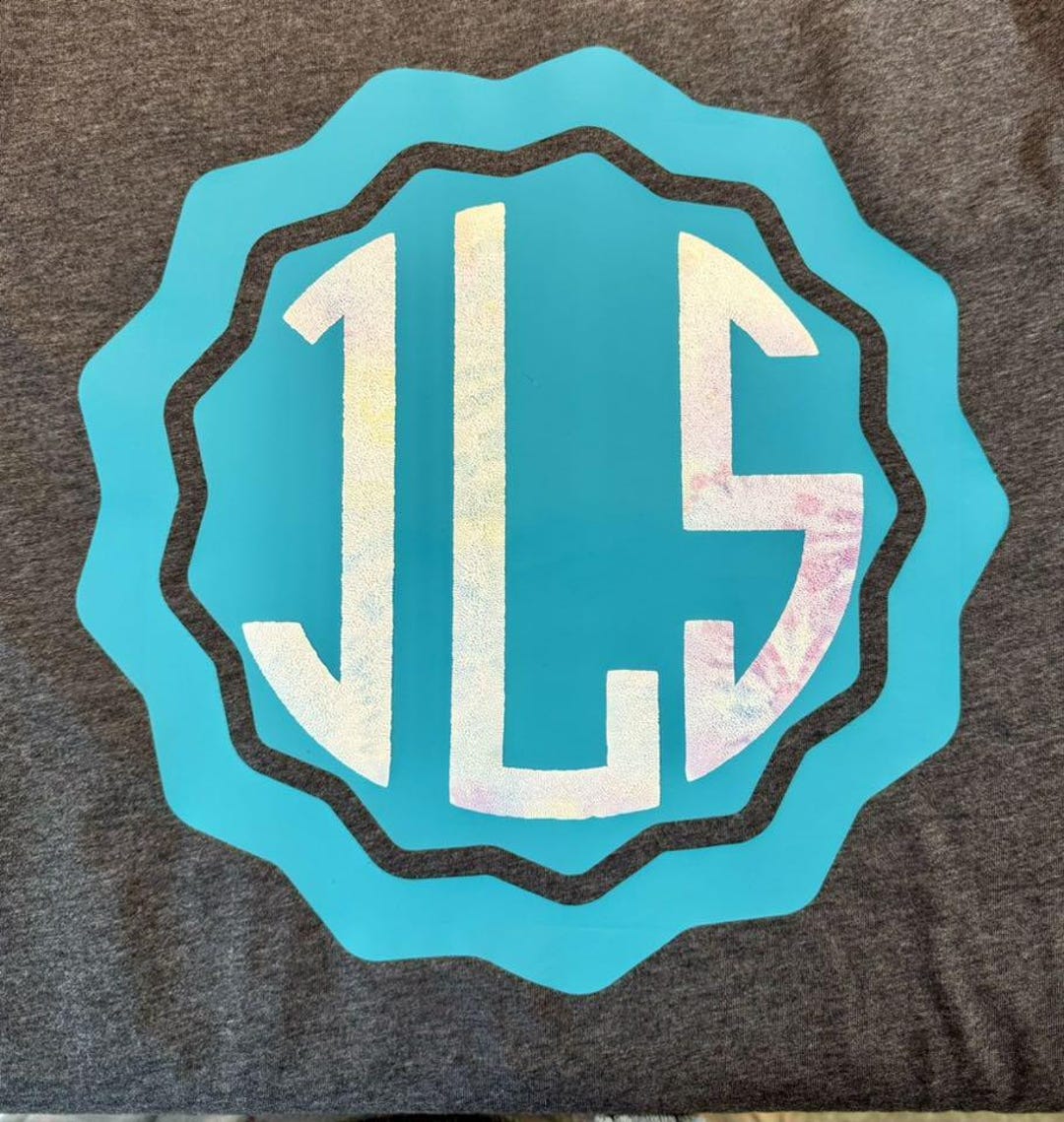 Puff Vinyl Monogram Tee – 3D Texture W/ Pastel Shine & Bold Border - Etsy