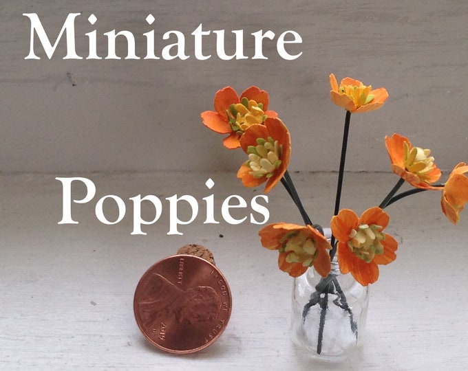 DIY Kit Miniature Poppy Paper Flower 1:12 Scale Free Video Tutorial - Etsy
