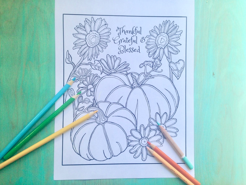Fall Flowers and Pumpkins Coloring Page Digital Download - Etsy
