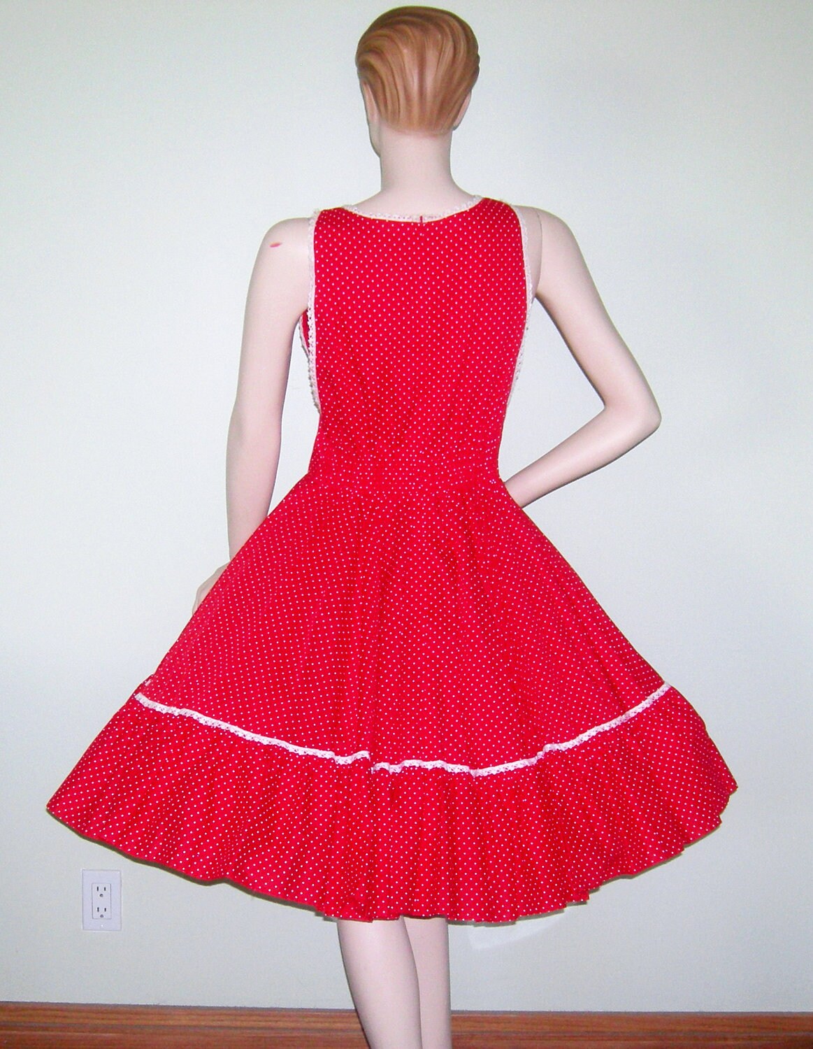 Vintage Rockabilly Bombshell Pinup Dress/ VLV/ Red Polka Dot/ Lace up ...