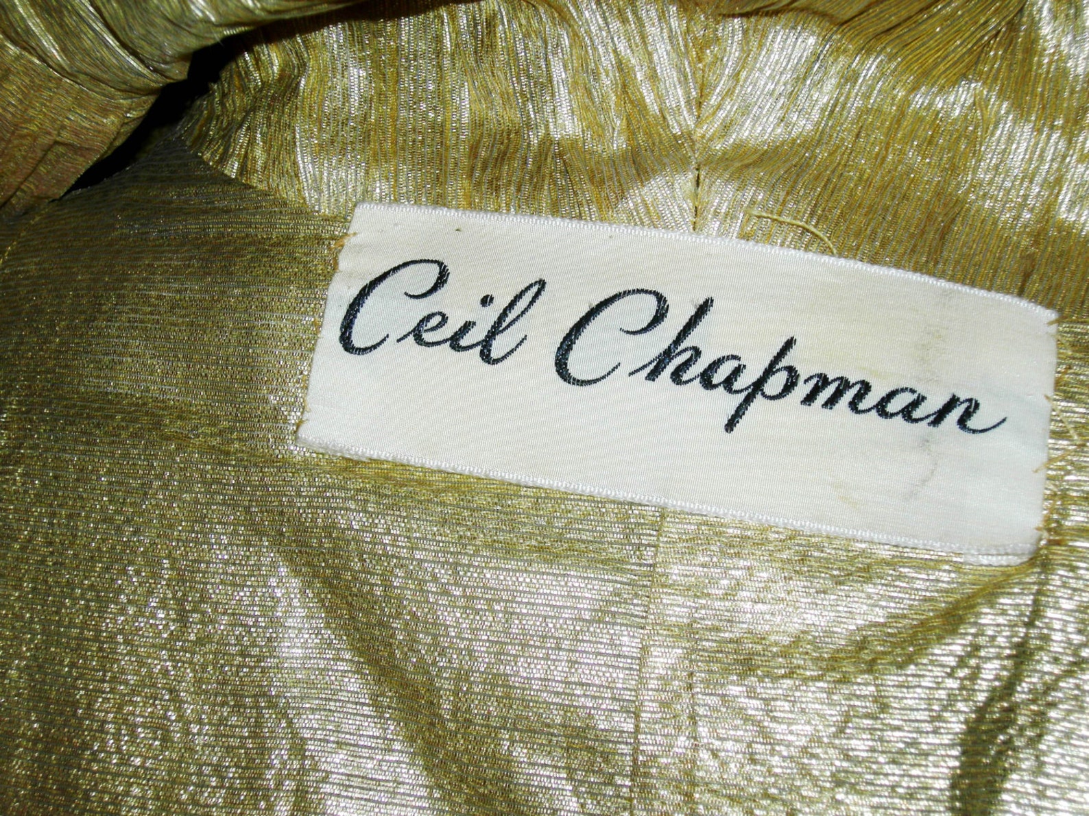 Vintage 50s Ceil Chapman Coat Haute Couture Gold Lurex Tree Bark ...