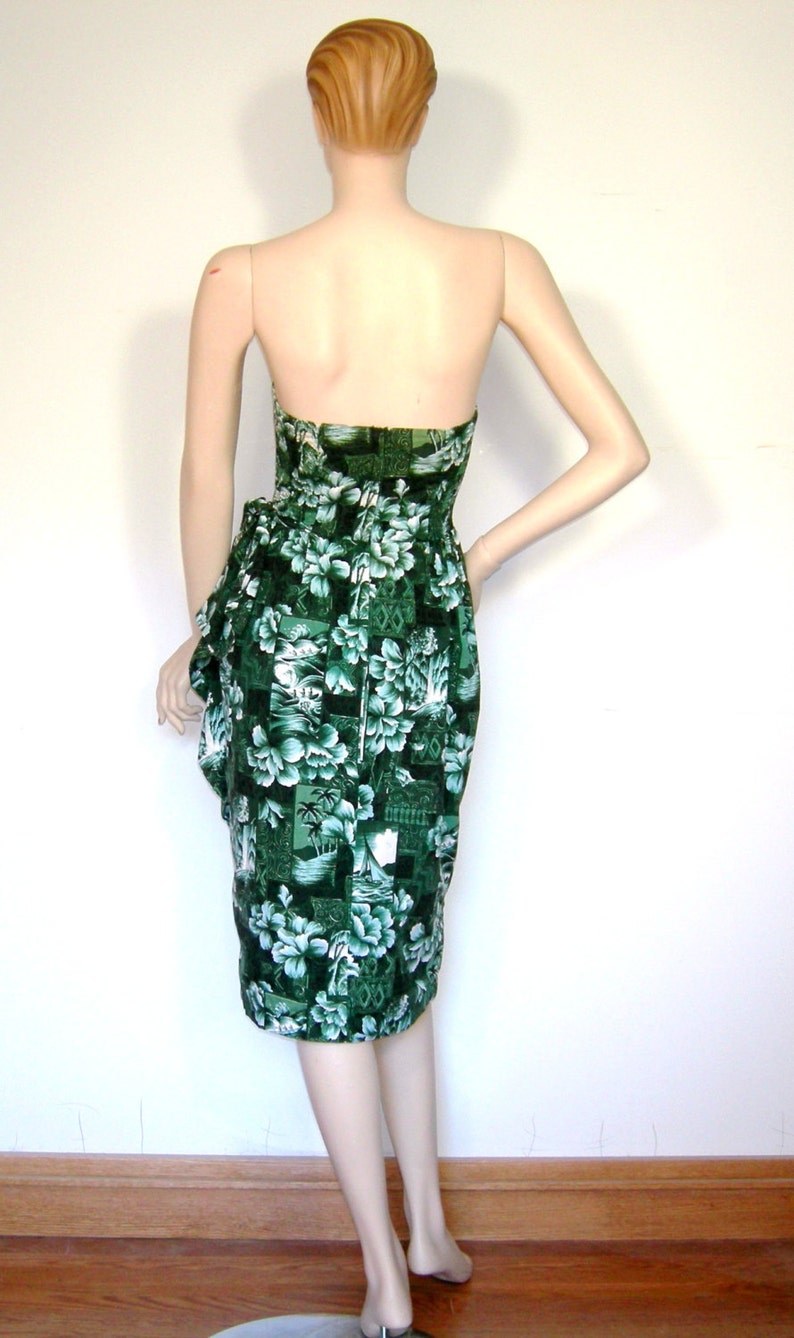 Vintage 1950s SURFRIDERS Dress/ Hawaiian Sarong Dress/ Tiki/ Floral ...