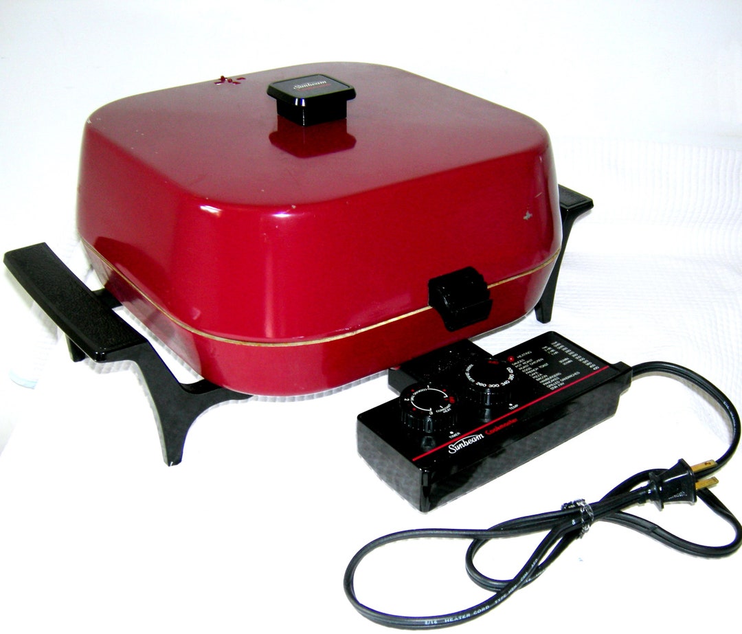Vintage 60s Sunbeam Electric Skillet Cookmaster Aluminum Enamel Non ...