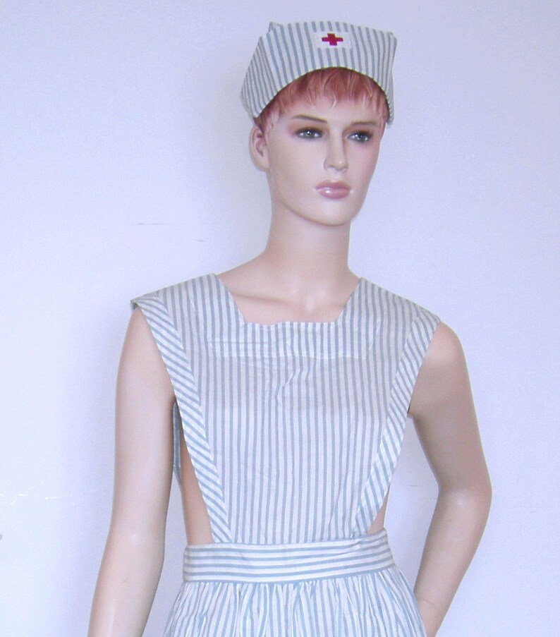 40s WWII Vintage RED CROSS Uniform Candy Striper Volunteer Nurse Dress ...