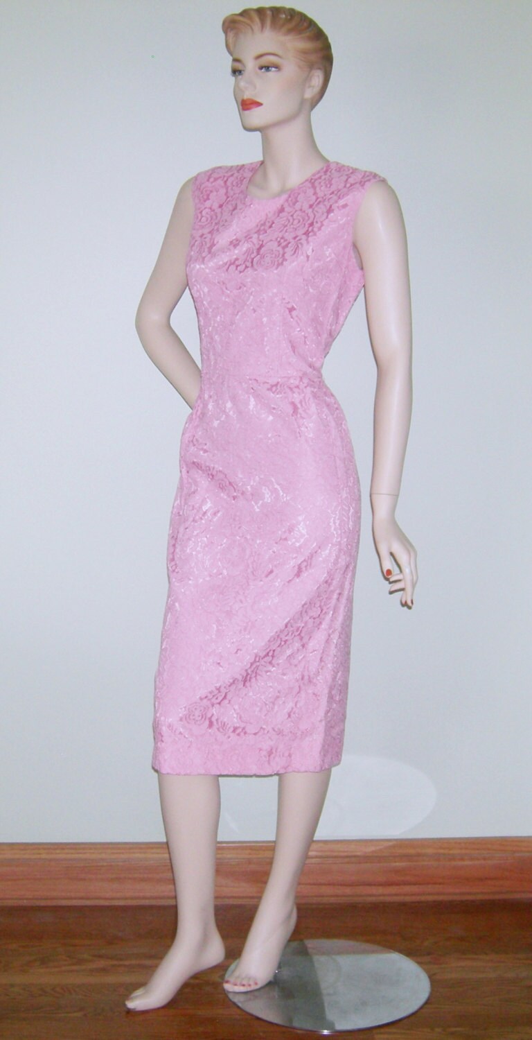 Vintage 1950s 1960s Pink Lace Hollywood Starlet Mod Hourglass Bombshell ...