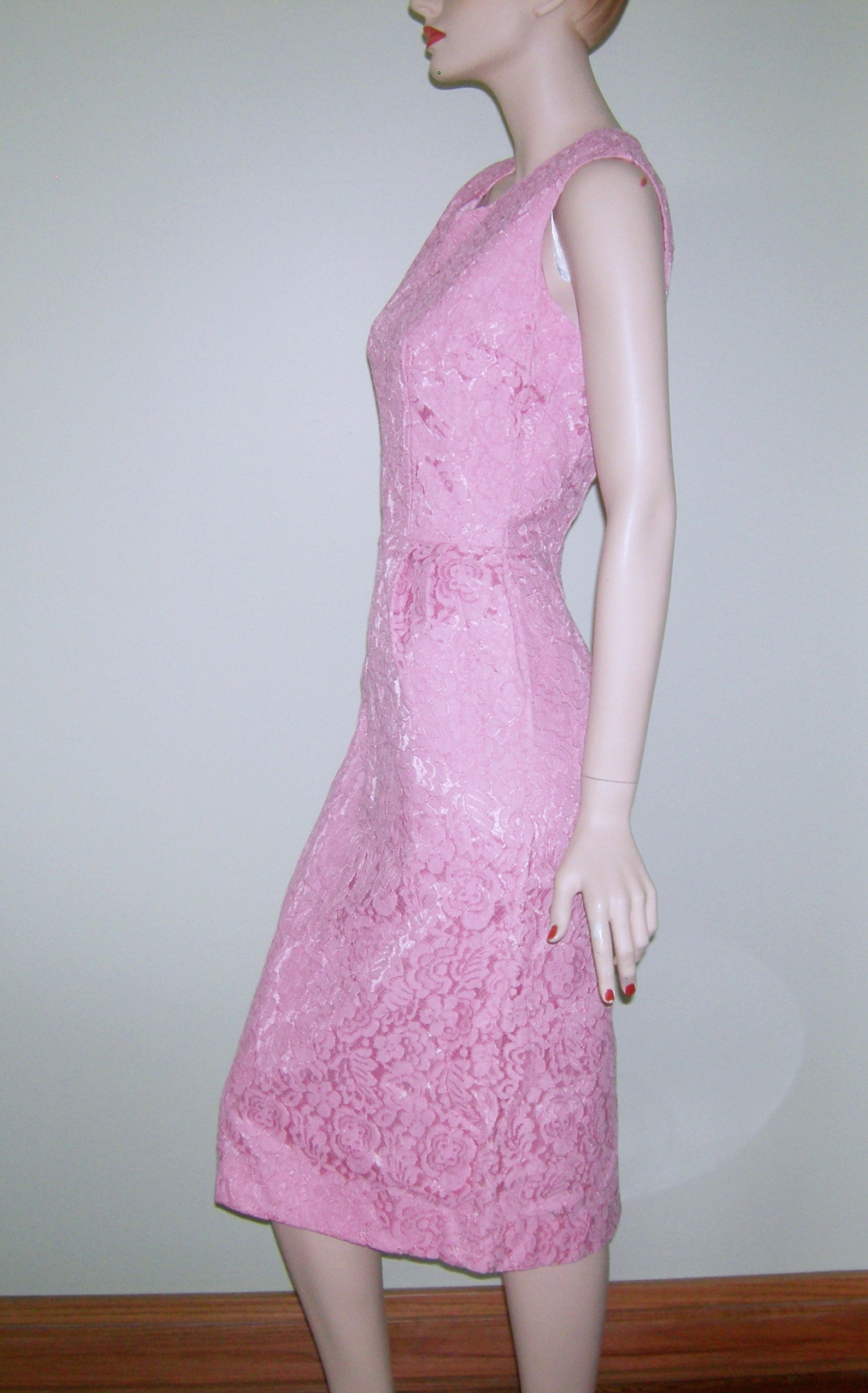 Vintage 1950s 1960s Pink Lace Hollywood Starlet Mod Hourglass Bombshell ...