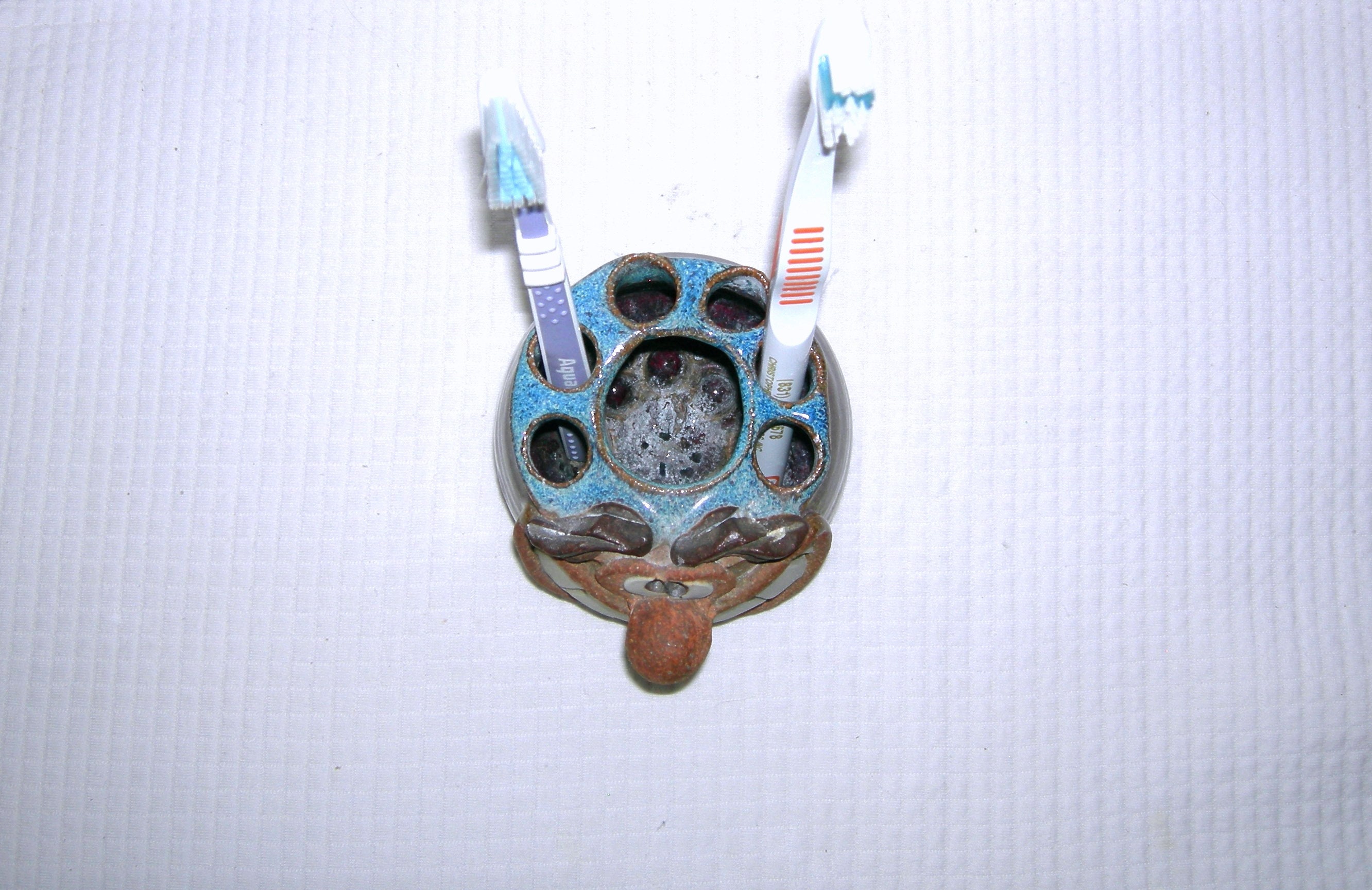 Vintage Ugly/funny Face Toothy Grin Ceramic Toothbrush Holder Hand ...