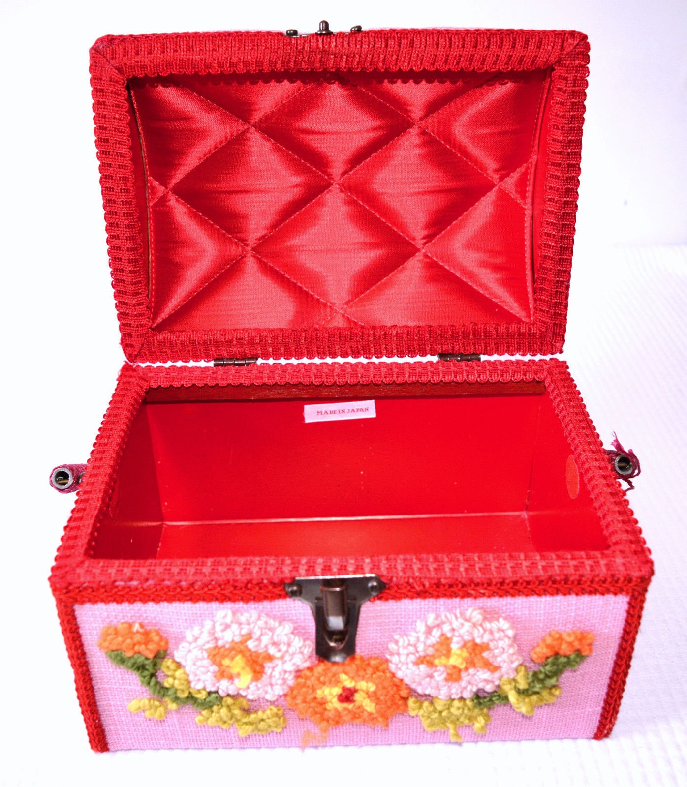 Vintage 1950s Wooden BOX Purse/ PINK/ Mod/ Floral/ 3D Flowers/ Mid ...