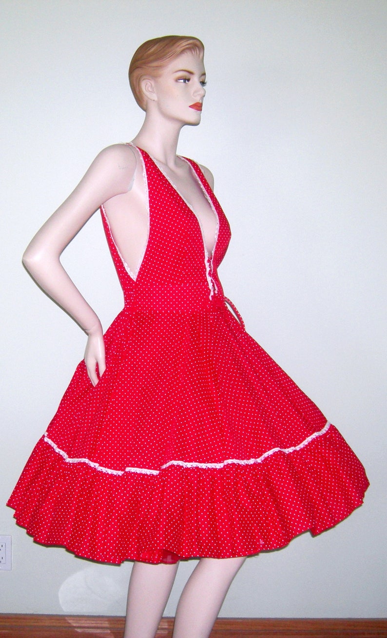 Vintage Rockabilly Bombshell Pinup Dress/ VLV/ Red Polka Dot/ Lace up ...