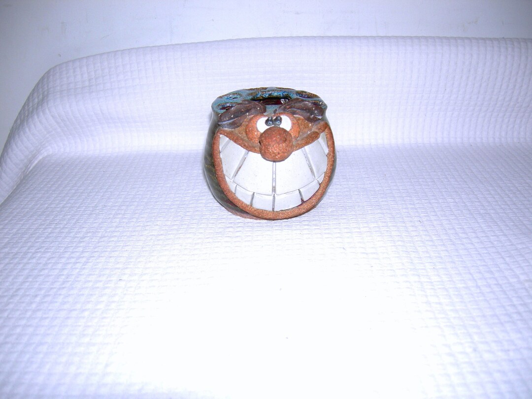 Vintage Ugly/funny Face Toothy Grin Ceramic Toothbrush Holder Hand ...