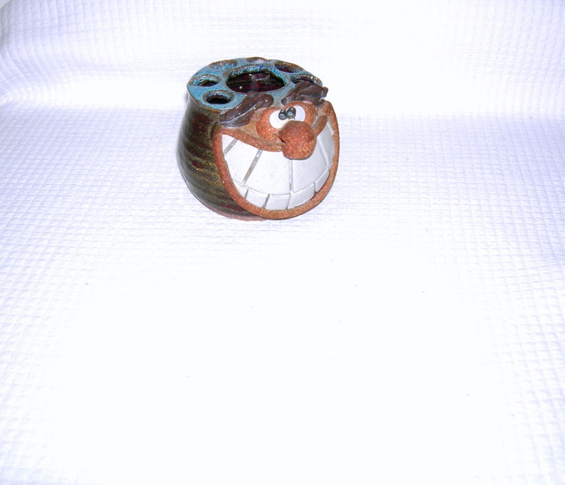 Vintage Ugly/funny Face Toothy Grin Ceramic Toothbrush Holder Hand ...