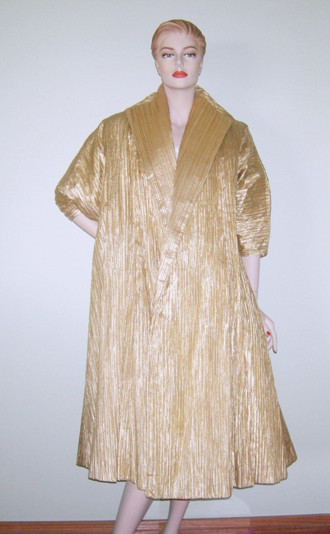 Vintage 50s Ceil Chapman Coat Haute Couture Gold Lurex Tree Bark ...