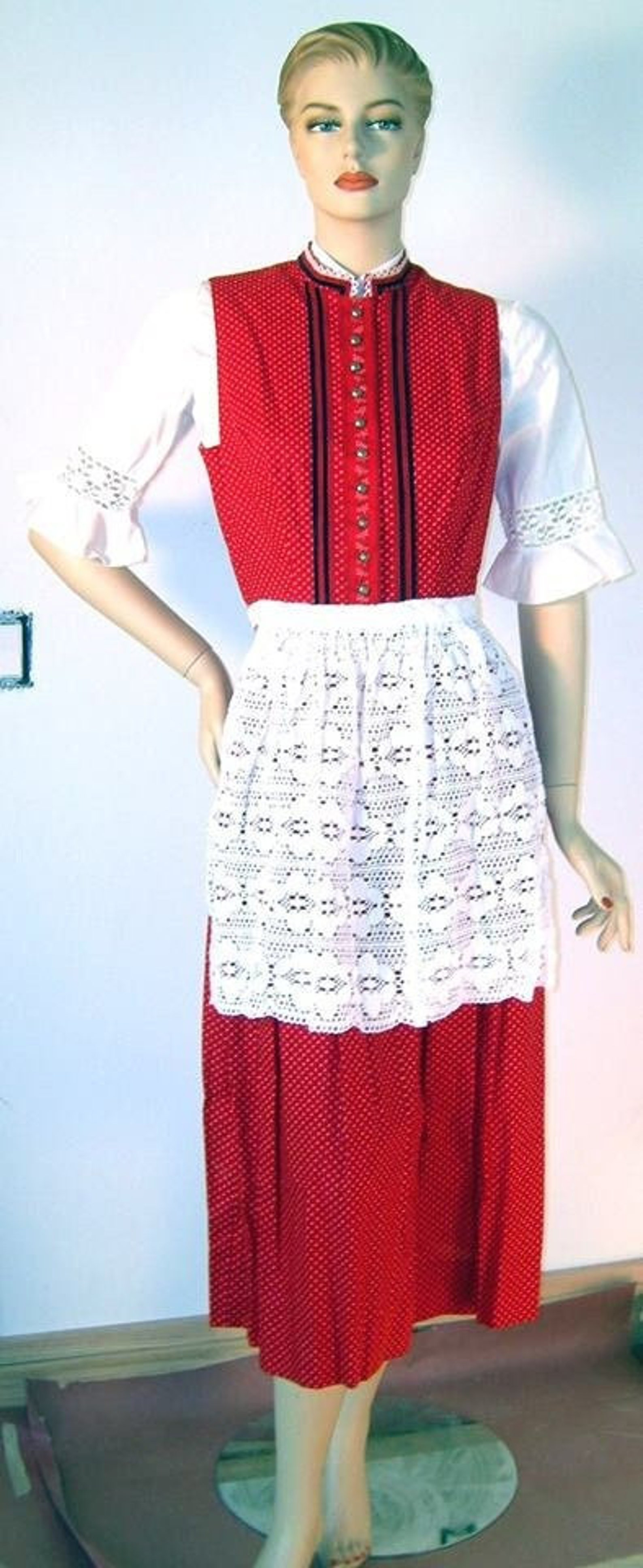 Vintage Red German DIRNDL Trachten Dress Oktoberfest Kruger - Etsy