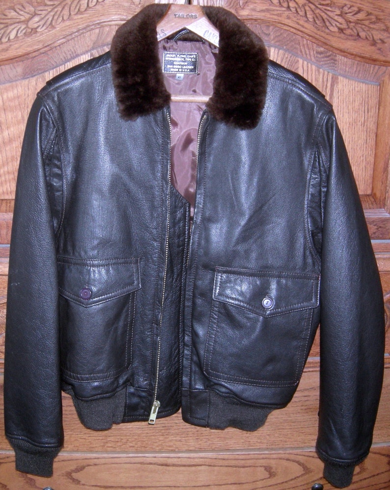 Vintage G-1 U.S.N. Navy WWII Naval Flight Jacket Goatskin Leather Navy ...