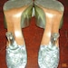 50s Vintage SPRINGOLATOR Mules Clear LUCITE RHINESTONE Bombshell Peep ...