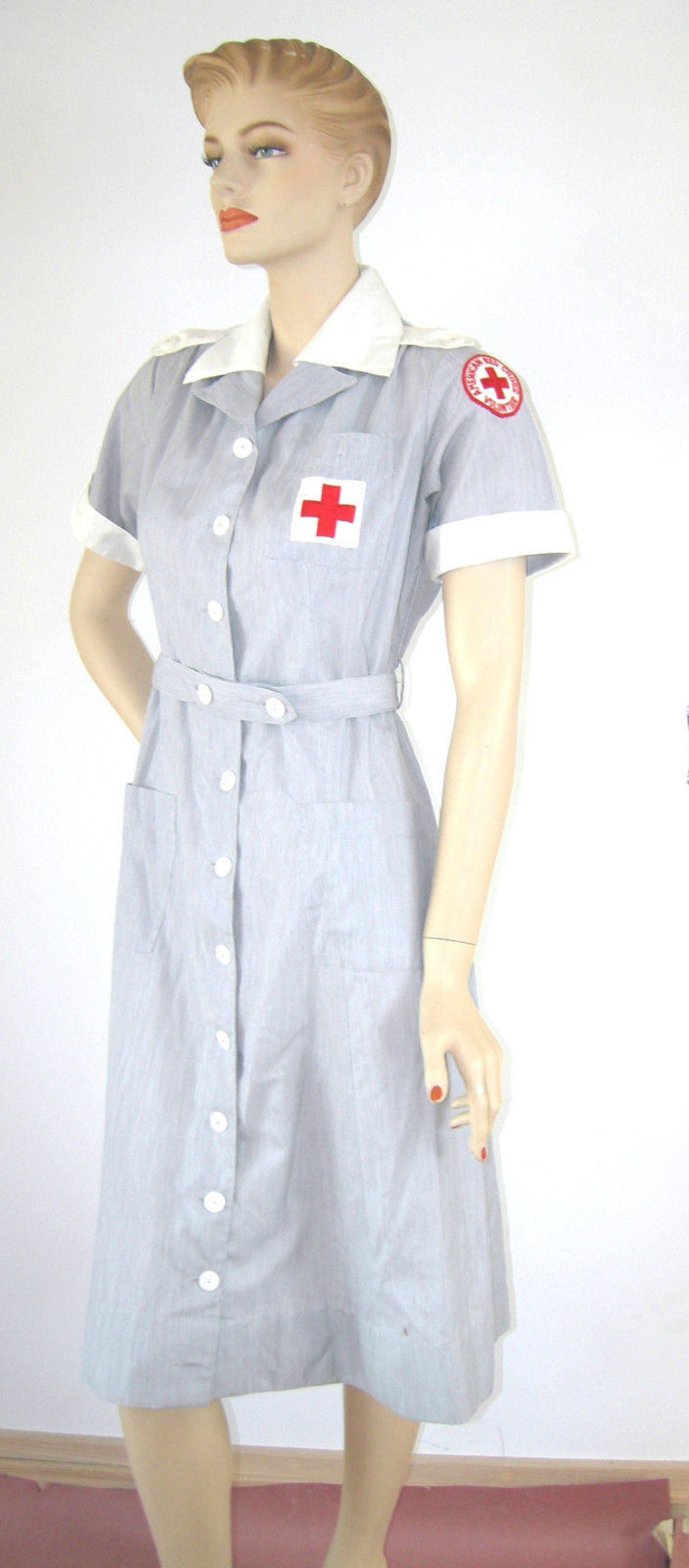 WWII Vintage 1940s 1950s AMERICAN RED Cross Uniform Volunteer Nurse ...